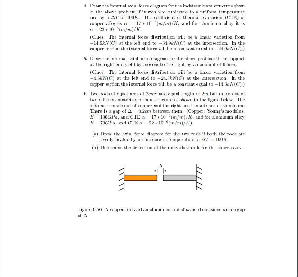 4. Draw the internal axial force diagram for the | Chegg.com