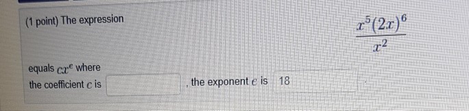 Solved (1 point) The expression r5(2) equals cze where the | Chegg.com