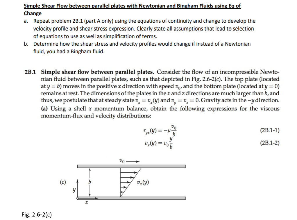 Solved Simple Shear Flow between parallel plates with | Chegg.com