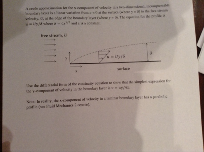 Solved A crude approximation for the x-component of velocity | Chegg.com