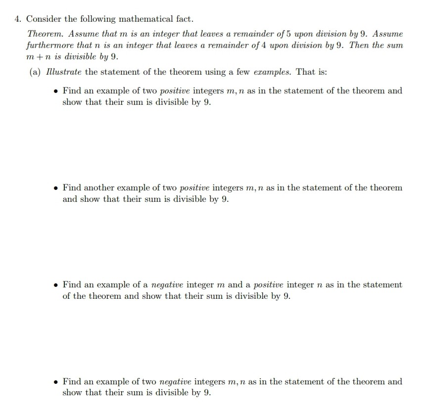 Solved 2. Consider the following mathematical fact Theorem. | Chegg.com