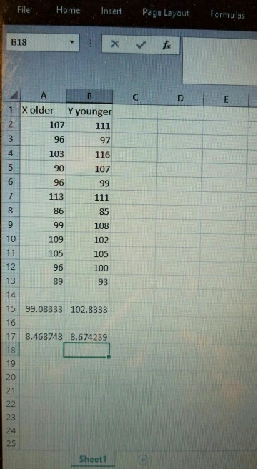 Solved File Home Insert Page Layout Formulas B18 1 X older Y | Chegg.com