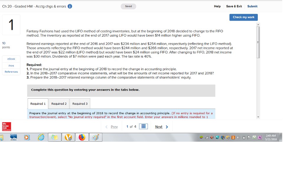 Solved Ch 20 -Graded HW -Acctg chgs &errors Help Save & Exit | Chegg.com