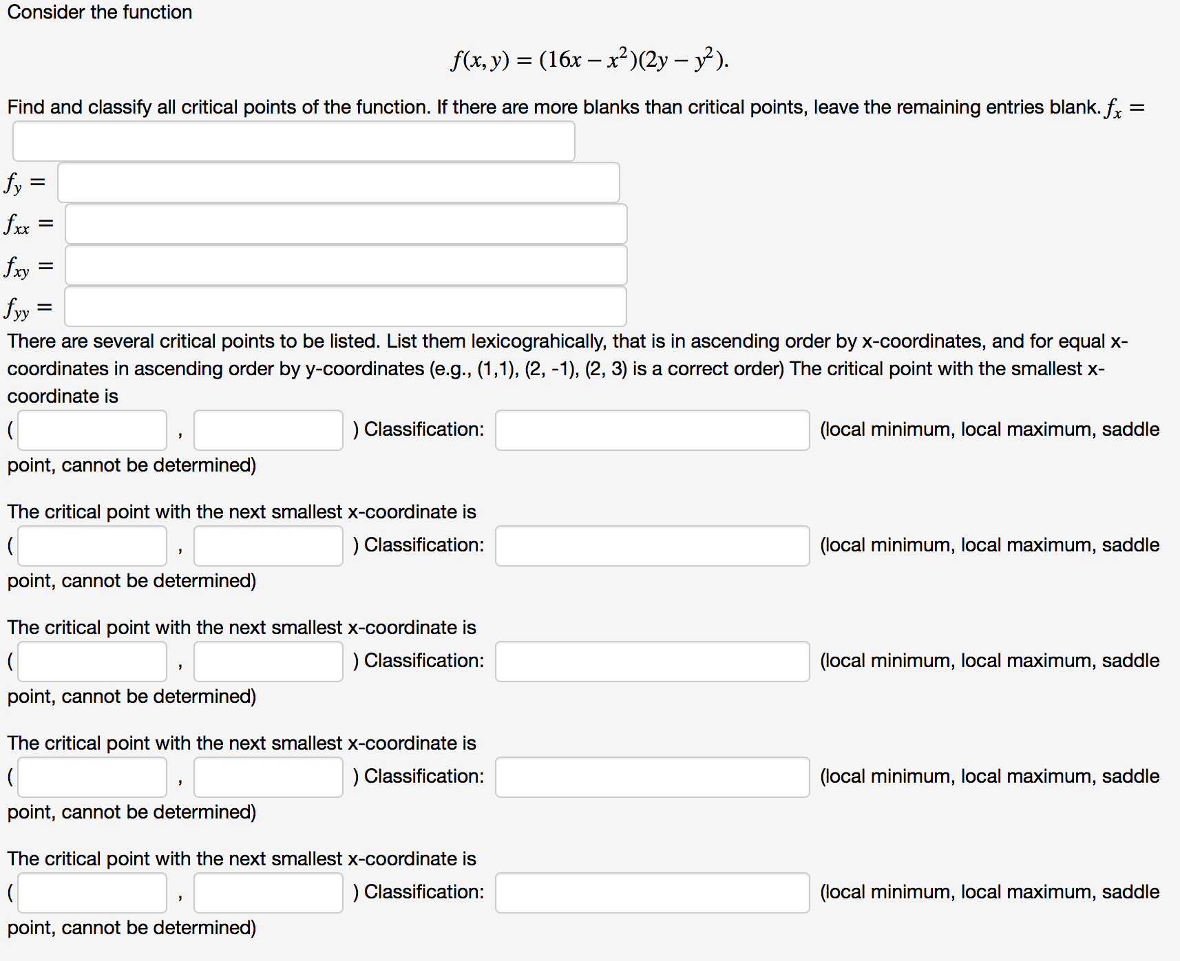 Solved Consider The Function F x y 16x X 2 2y Chegg