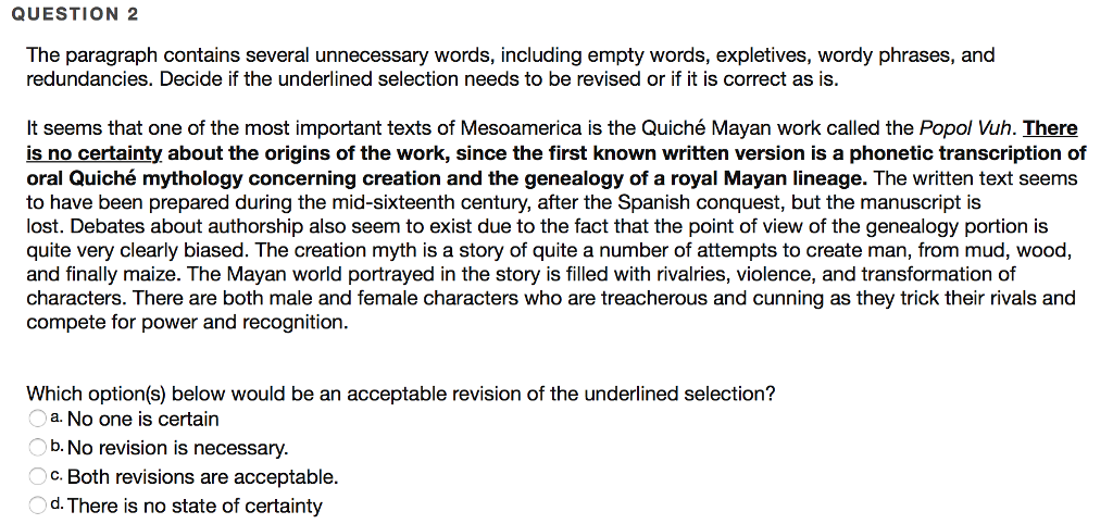 QUESTION The paragraph contains several unnecessary | Chegg.com