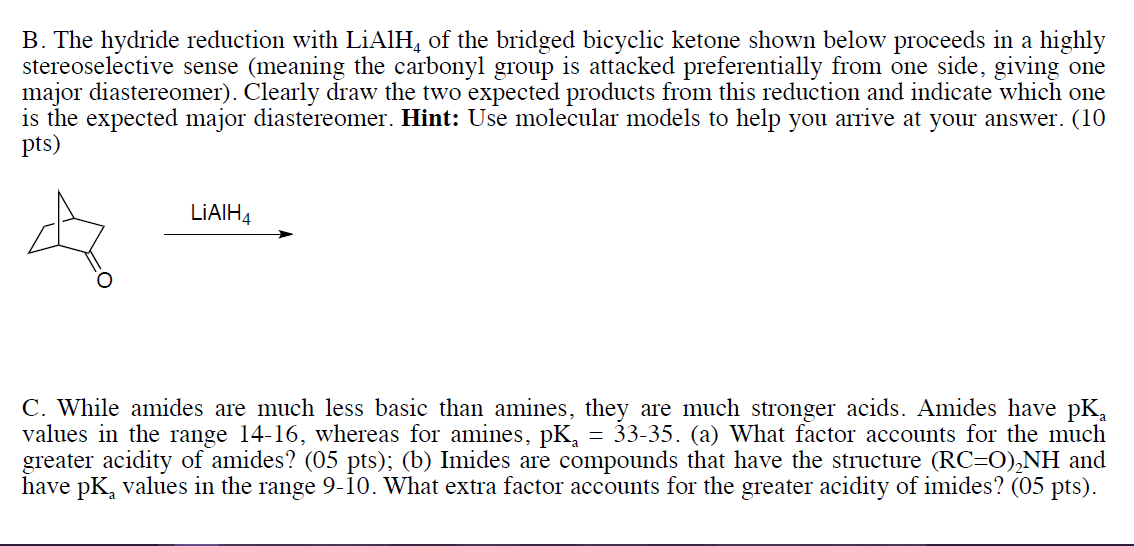 Solved The hydride reduction with LiAIH_4 of the bridged | Chegg.com