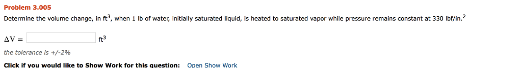 Solved Problem 3.005 Determine the volume change, in ft3, | Chegg.com