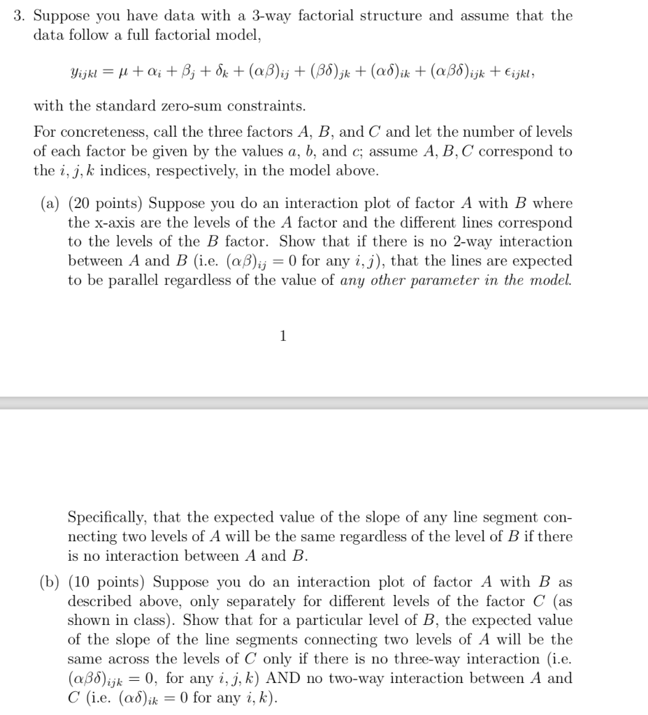 3. Suppose you have data with a 3-way factorial | Chegg.com