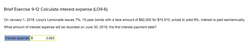 Solved Brief Exercise 9-12 Calculate interest expense | Chegg.com