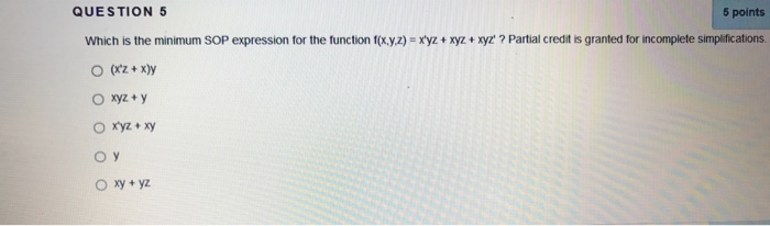 Solved Which is the minimum SOP expression for the function | Chegg.com