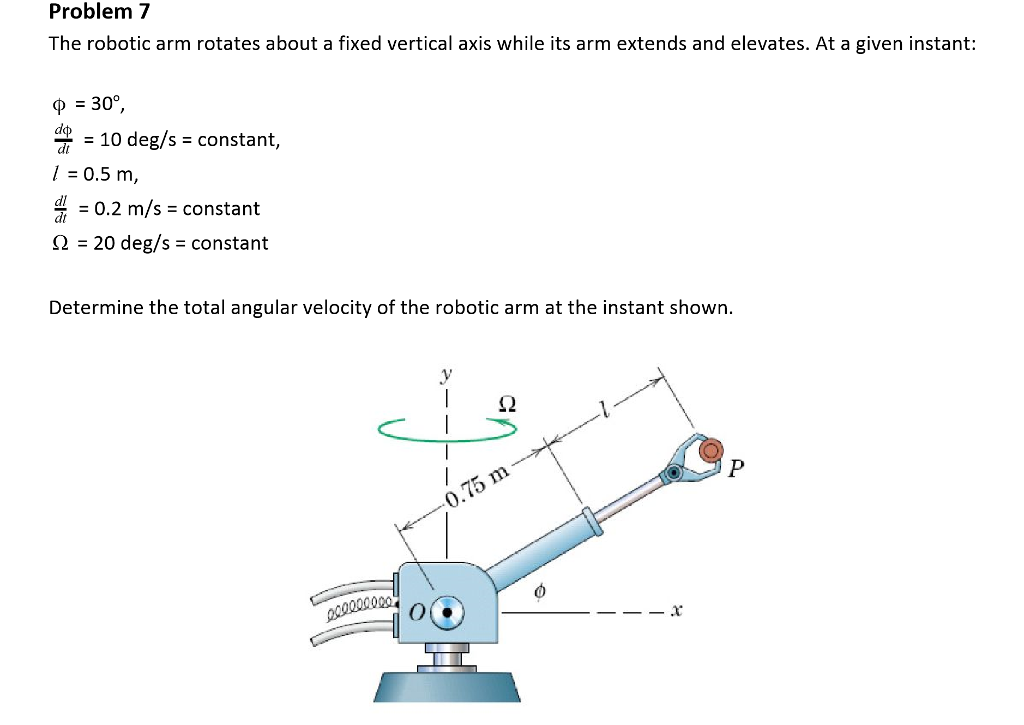 Solved The robotic arm rotates about a fixed vertical axis | Chegg.com