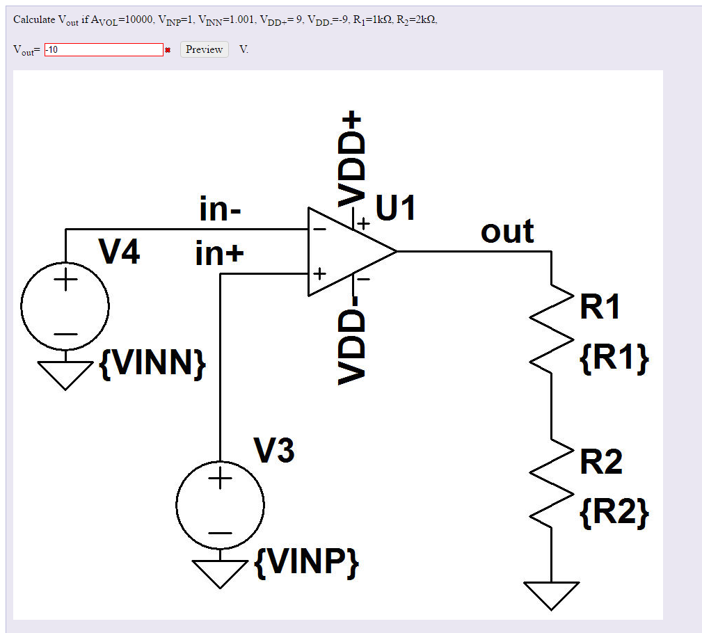 Solved Calculate Vout if AVOL=10000, VINP=1, VINN=1.001, | Chegg.com