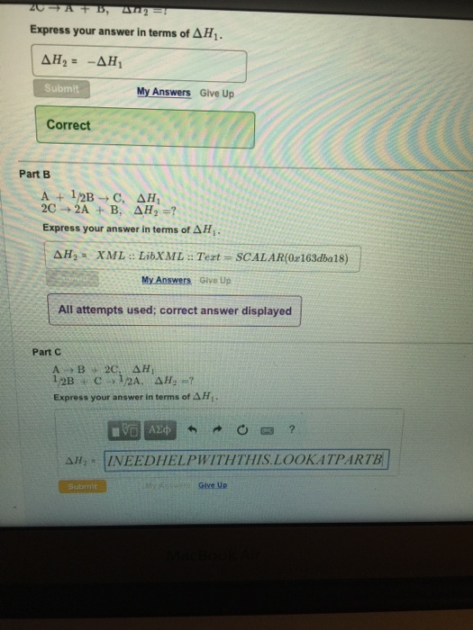 Solved A+1/2B rightarrow C, delta H_1 2C rightarrow 2A+B, | Chegg.com