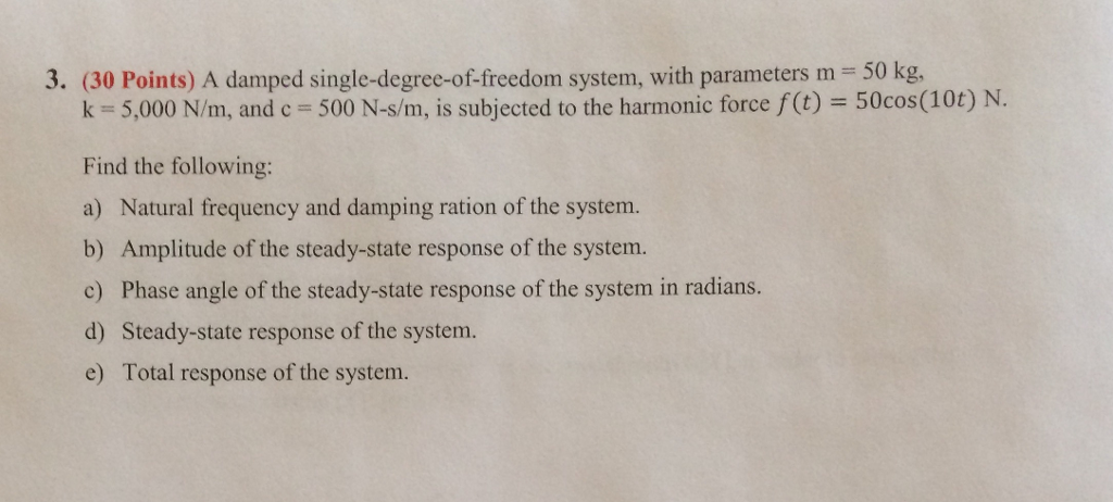 Solved A damped single-degree-of-freedom system, with | Chegg.com
