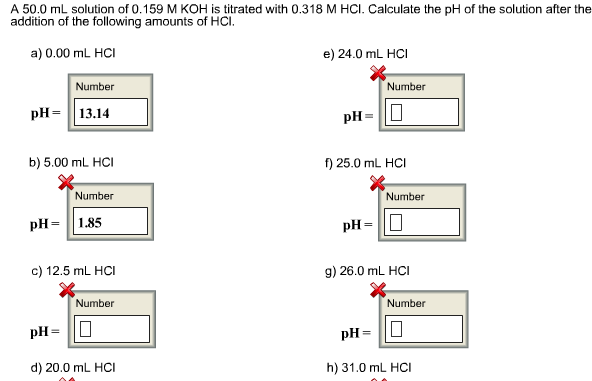 Solved A 50.0 mL solution of 0.159 M KOH is titrated with | Chegg.com