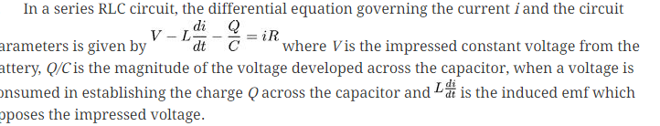 In a series RLC circuit, the differential equation | Chegg.com