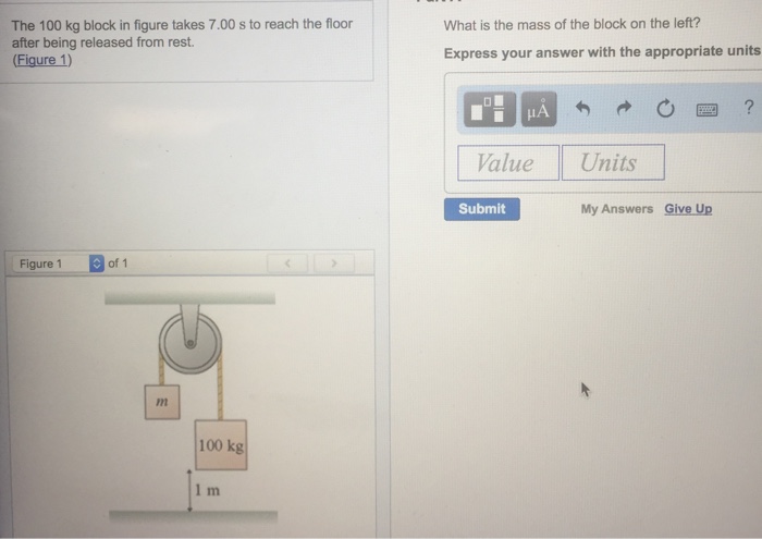 Solved The 100 kg block in figure takes 7.00 s to reach the | Chegg.com