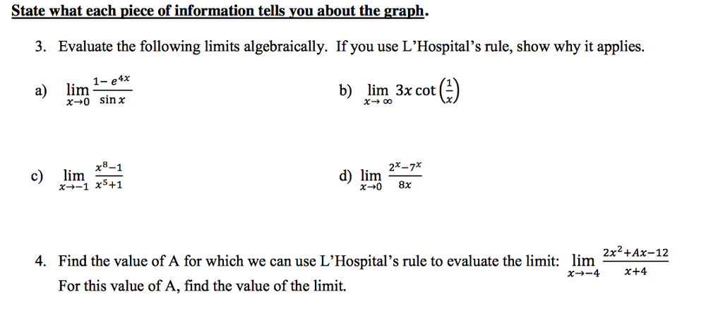 Solved Evaluate the following limits algebraically. If you | Chegg.com