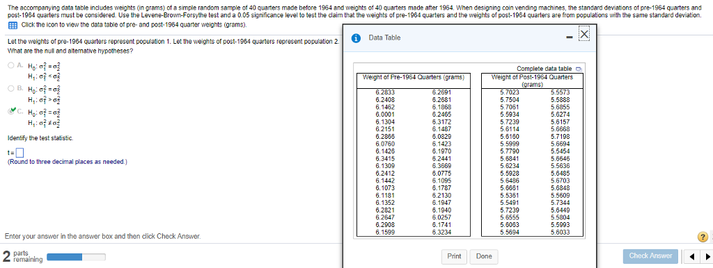 Solved The accompanying data table indudes weights (in | Chegg.com