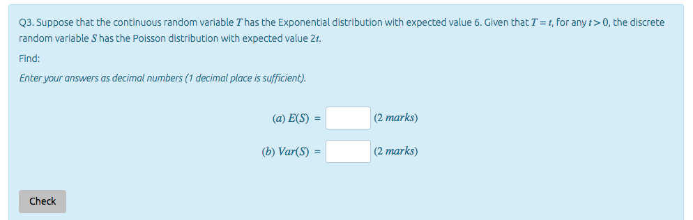 Solved Q 3 Suppose That The Continuous Random Variable T 1447