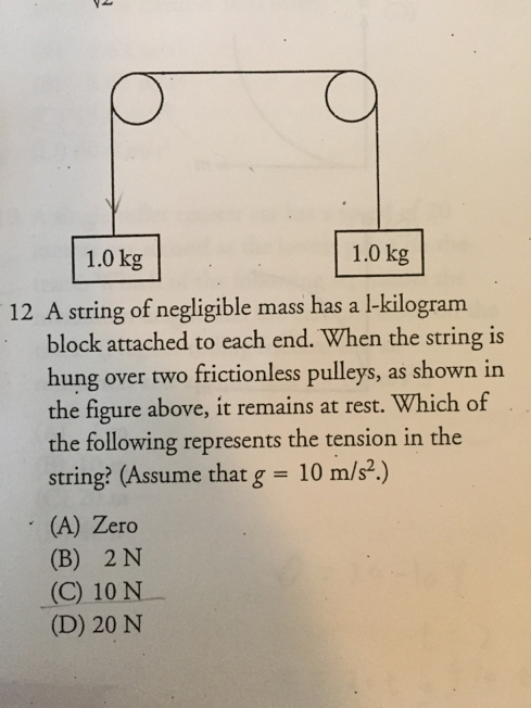 Solved A string of negligible mass has a 1-kilogram block | Chegg.com
