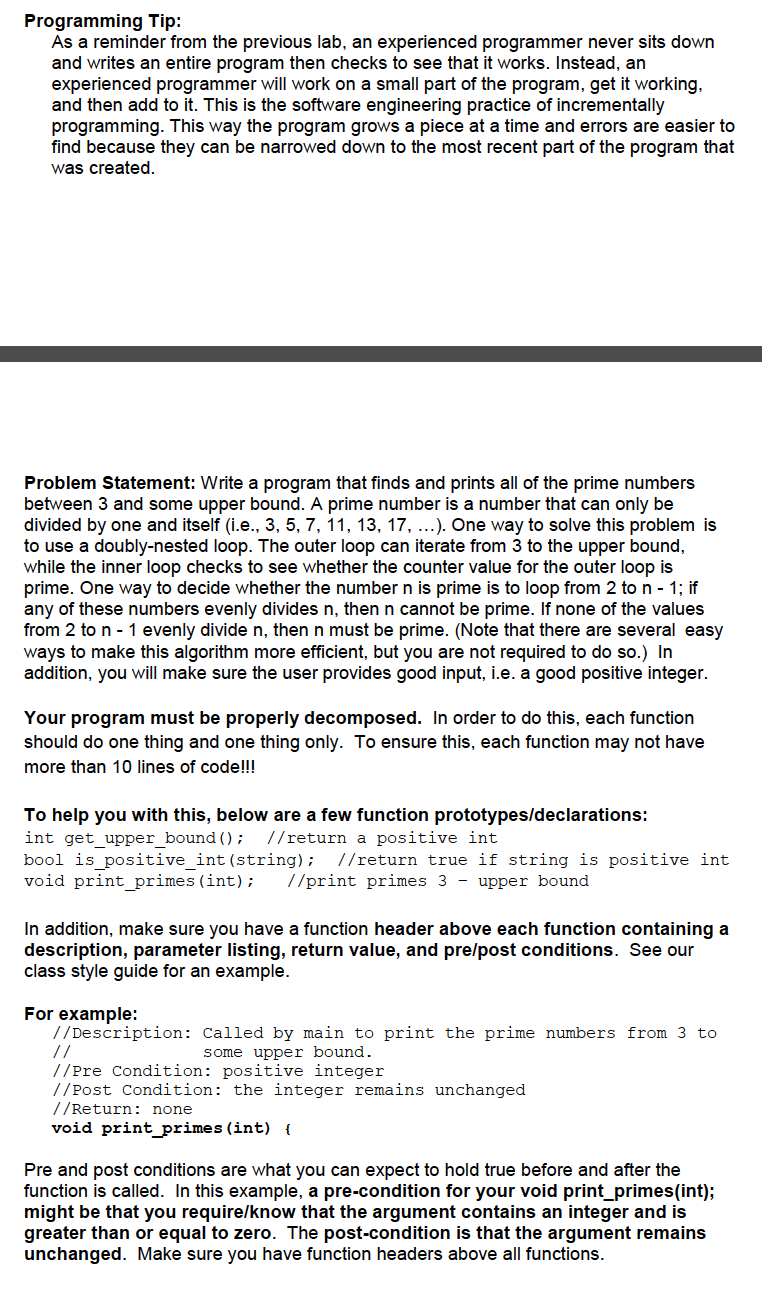 Solved Programming Tip: As a reminder from the previous | Chegg.com