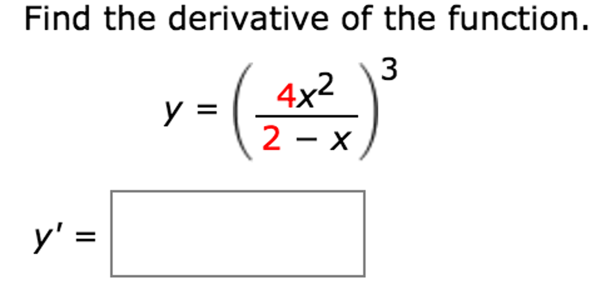 Solved Find the derivation of the function. y = (4x^2/2 - | Chegg.com