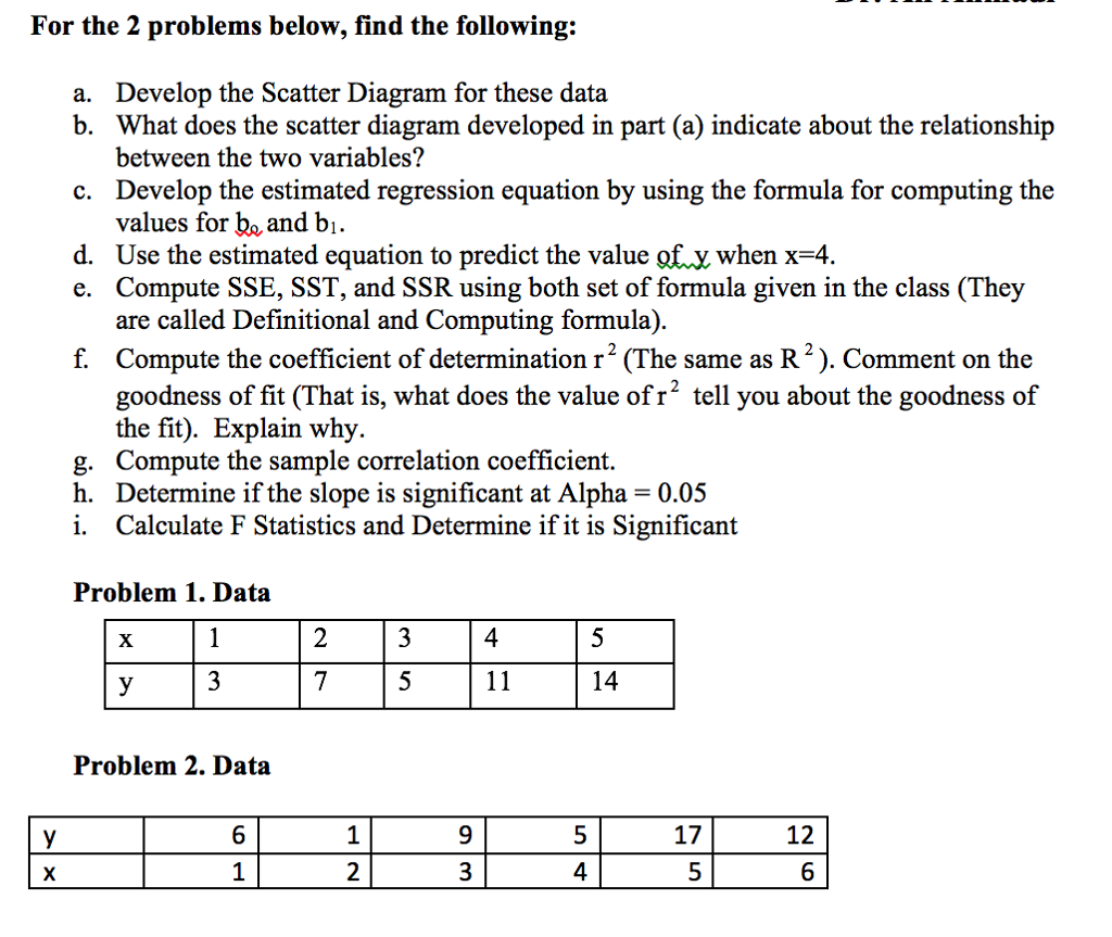 Solved For the 2 problems below, find the following: Develop | Chegg.com