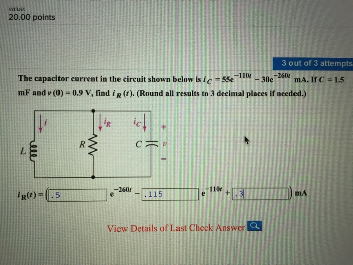 Solved The capacitor current in the circuit shown below is | Chegg.com