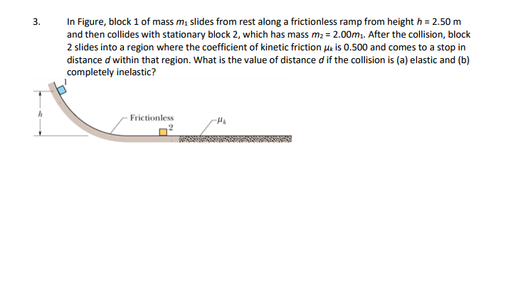 Solved 3. In Figure, block 1 of mass m1 slides from rest | Chegg.com