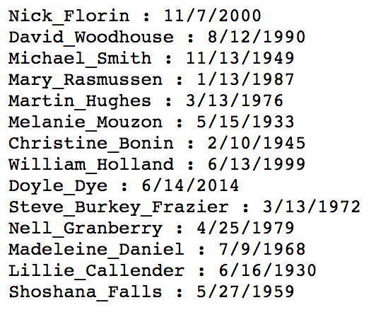 Solved Make a program that reads a list of birthdays from a | Chegg.com