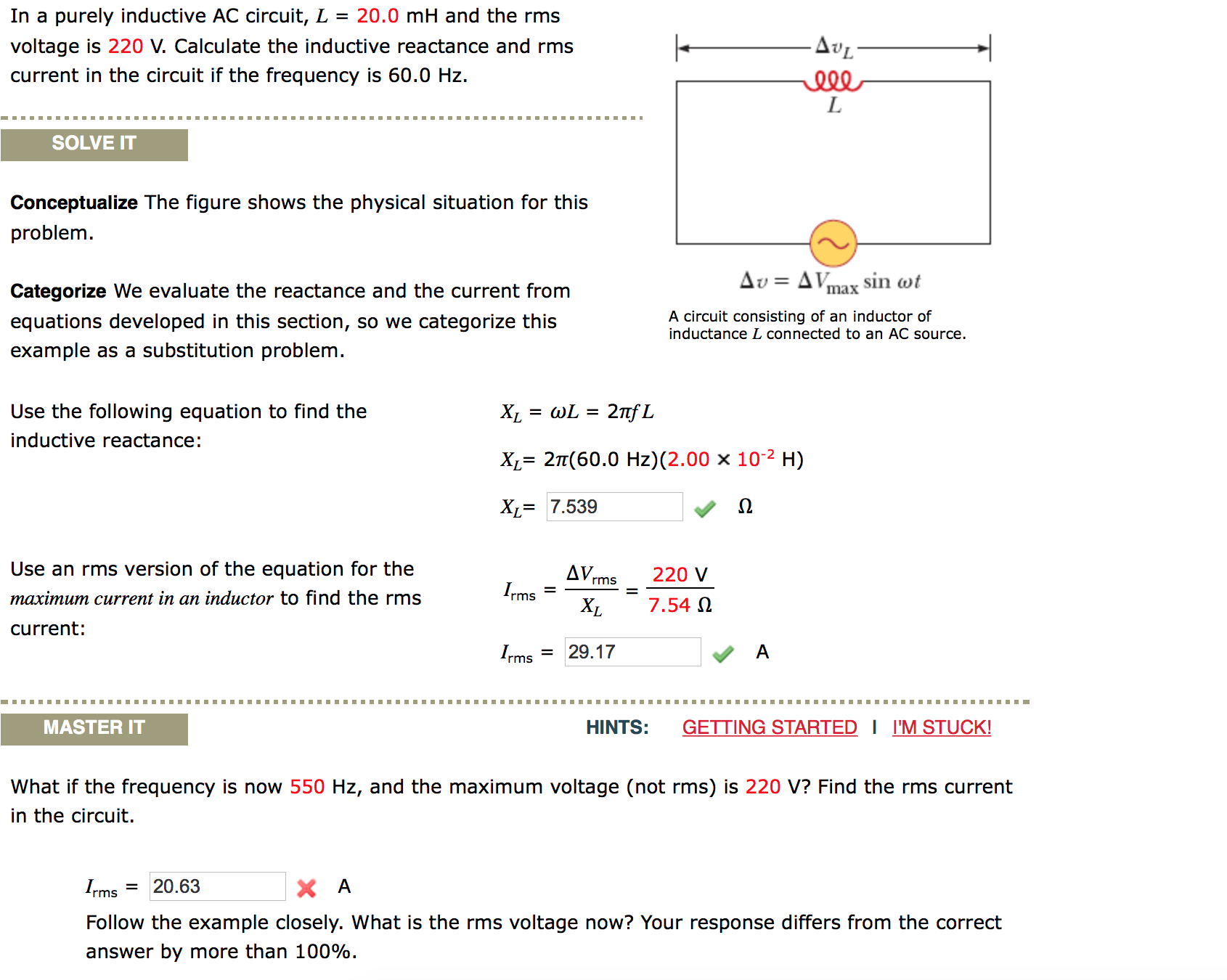 Solved In a purely inductive AC circuit, L = 20.0 mH and the | Chegg.com