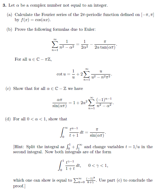 Solved Let alpha be a complex number not equal to an | Chegg.com