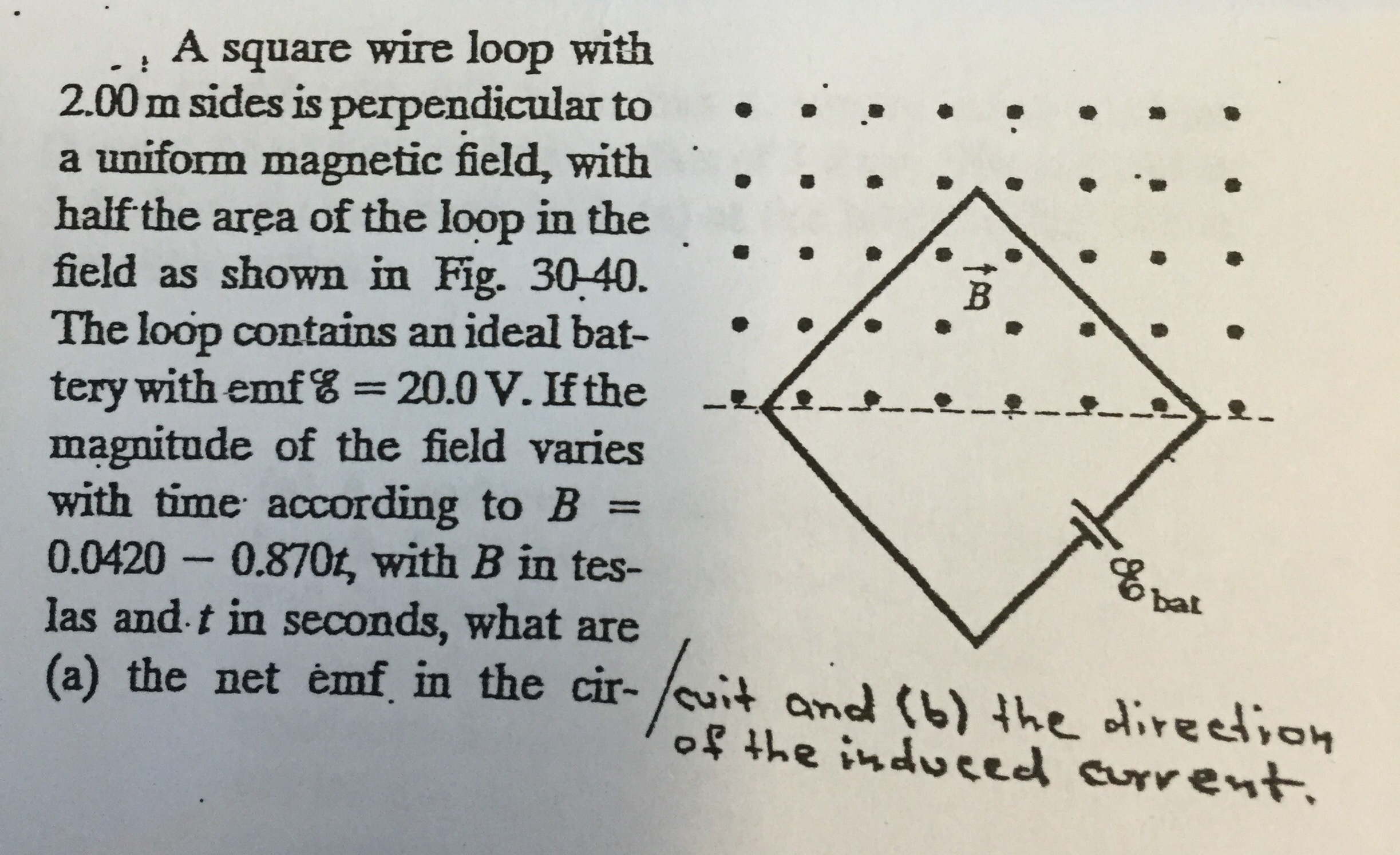 Solved A square wire loop with 2.00 m sides is perpendicular | Chegg.com