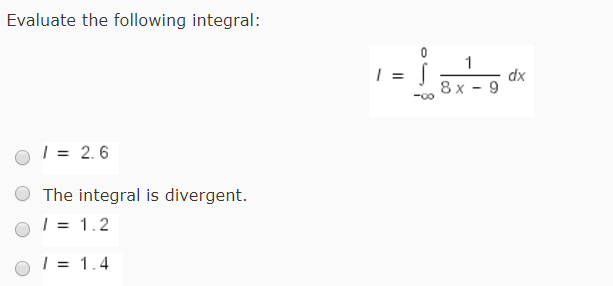 Solved Evaluate the following integral: I = integral_ - | Chegg.com