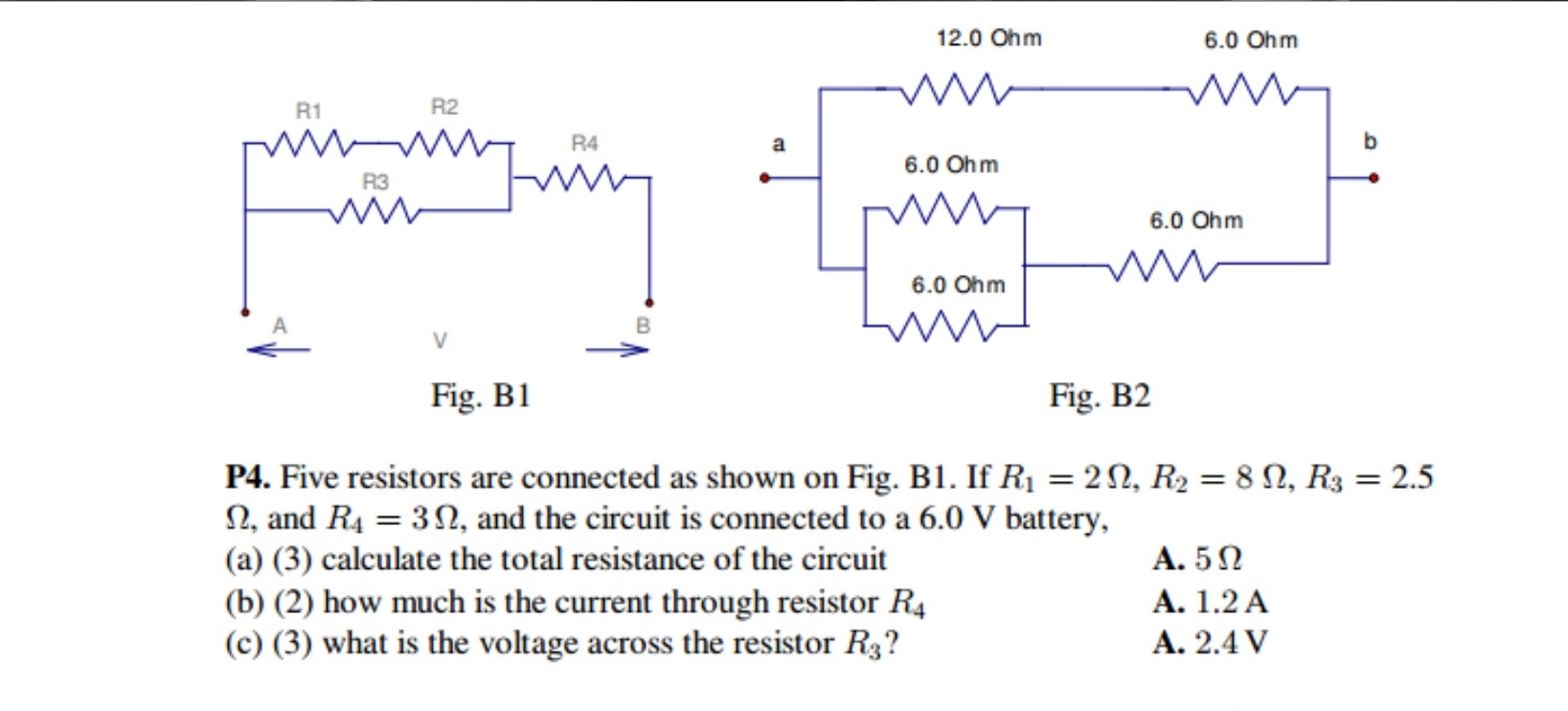 Solved Five resistors are connected as shown on Fig. B1. If | Chegg.com