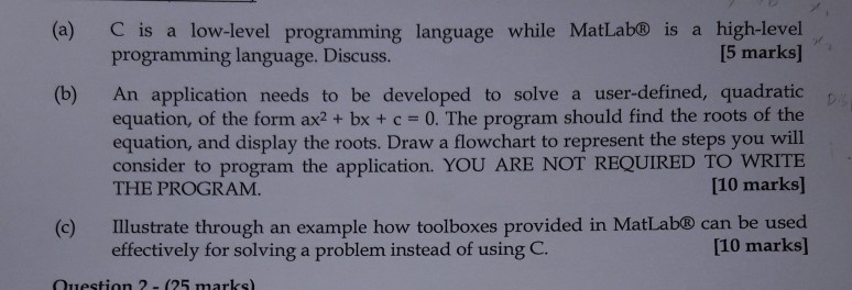 Solved (a) C is a low-level programming language while | Chegg.com