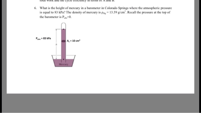 Solved What is the height of mercury in a barometer in | Chegg.com