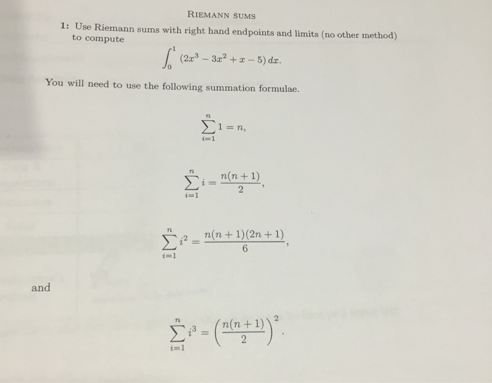 Solved Use Riemann sums with right hand endpoints and limits | Chegg.com