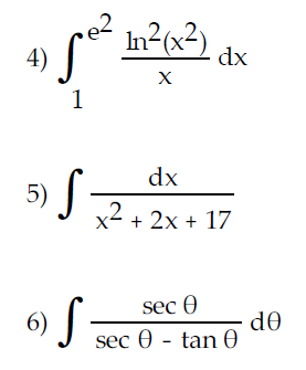 Solved e- ln2(x2) ax X ax 5) 2+2x+17 x 6) I, sees-tan θdθ | Chegg.com