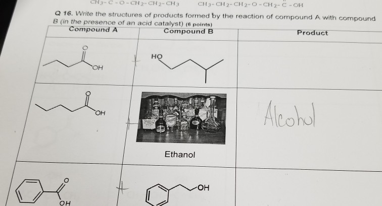 Solved CH3C--CH2-CH2-CH3 CH3- CH2- CH2-O - CH2-C-OH Q 16. | Chegg.com