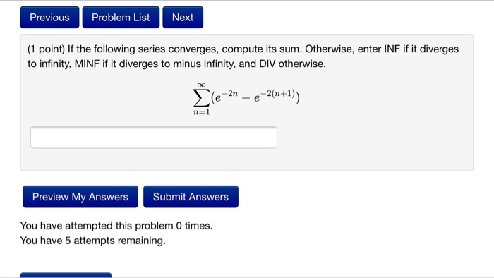 Solved If the following series converges, compute its sum. | Chegg.com
