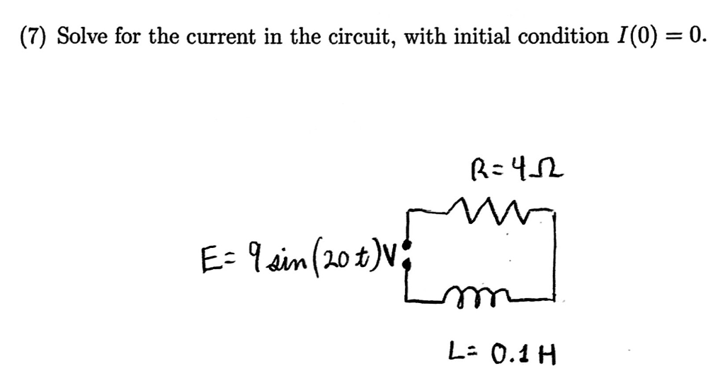 Solved Solve for the current in the circuit, with initial | Chegg.com