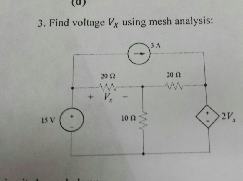 Solved Find voltage V_x using mesh analysis: | Chegg.com