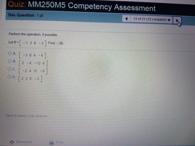 Solved Quiz: MM250M5 Competency Assessment 13 of 21 (12 | Chegg.com