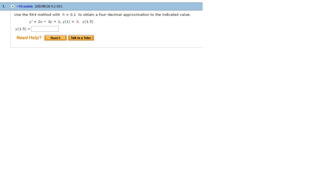 Solved Use the RK4 method with h = 0.1 to obtain a | Chegg.com