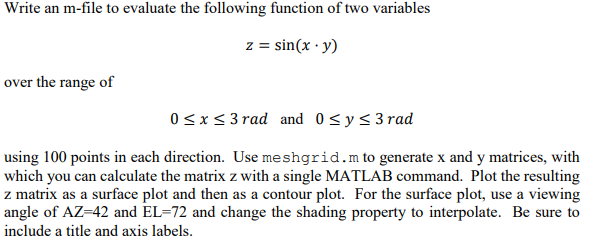 Solved Write an m-file to evaluate the following function of | Chegg.com