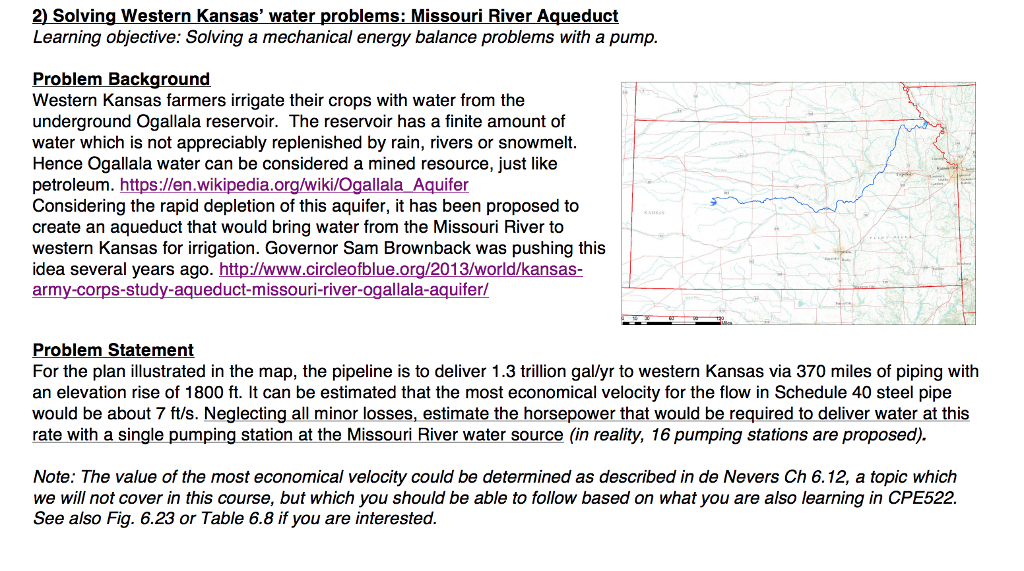 Solved 2) Solving Western Kansas' water problems: Missouri | Chegg.com