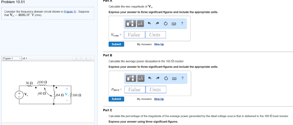 Solved Consider the frequency-domain circuit shown in | Chegg.com