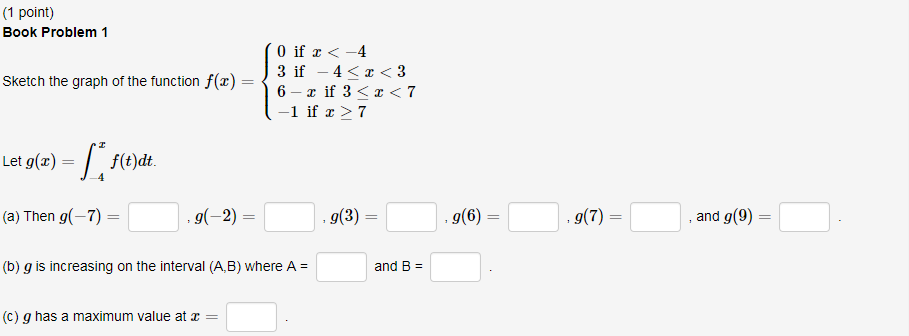 Solved 1 point) Book Problem 1 Sketch the graph of the | Chegg.com